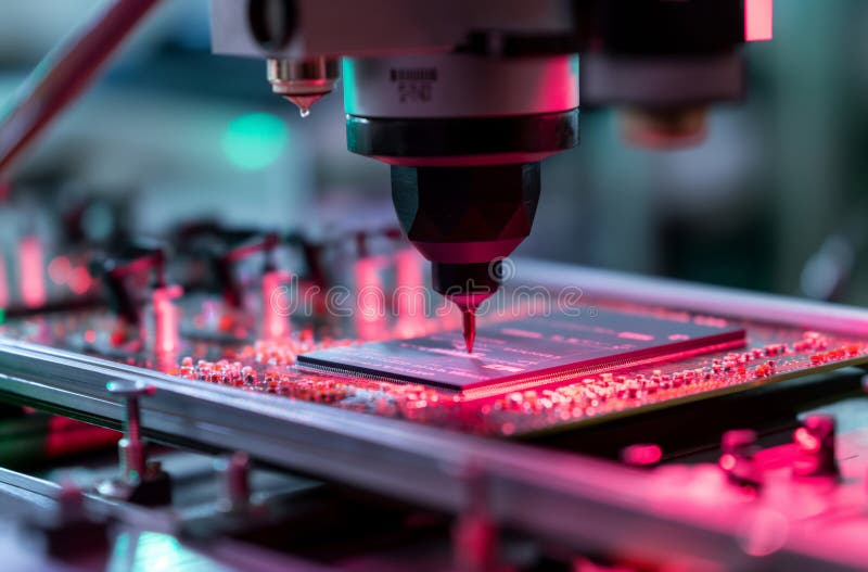 Microchip Production Process Stock Photo - Image of generated, industry ...