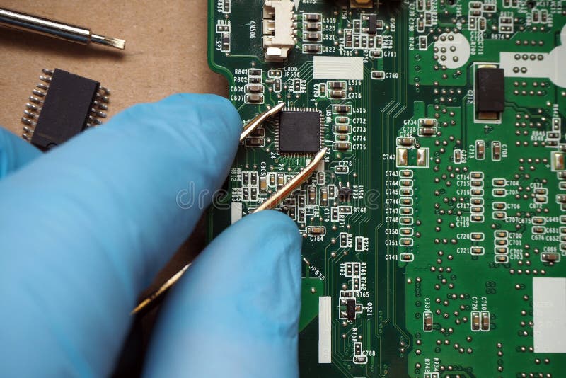 Microchip Replacement on Electronic Card Stock Photo - Image of ...
