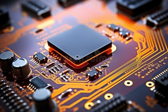 Microchip with Several Electrical Circuit Connections Stock ...