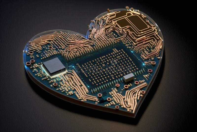 Microchip in the Shape of a Heart, Created with Generative AI ...