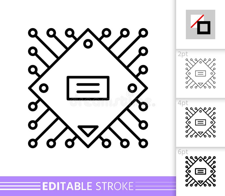 Microchip Simple Line Micro Processor Vector Icon Stock Vector - Illustration of module, data ...