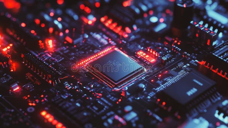 Microchip for Spaceships. Computer CPU and Memory Chips, Microcircuit ...