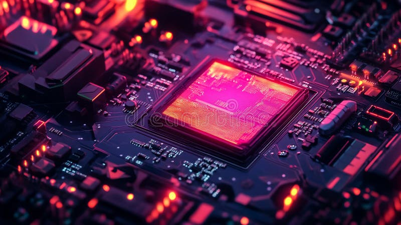 Microchip for Spaceships. Production of Rockets and Ships Stock ...