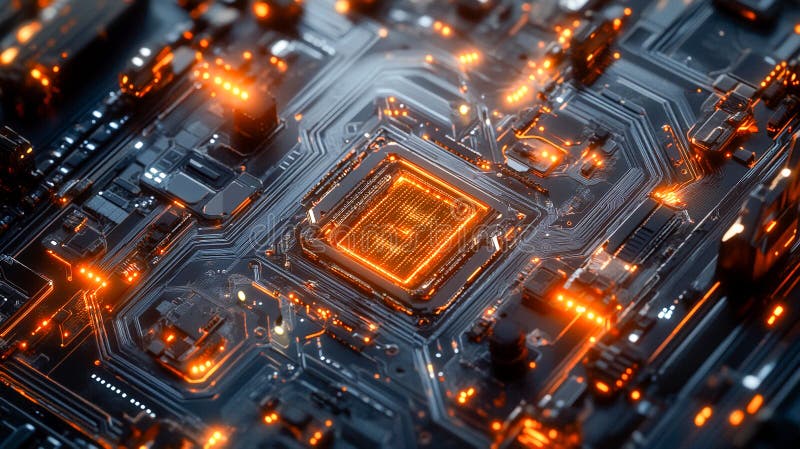 Microchip for Spaceships. Production of Rockets and Ships. Computer CPU ...