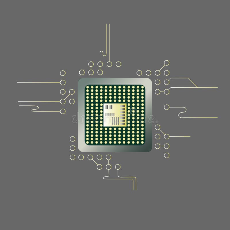 Microchip Vector Icon in Colour Stock Vector - Illustration of device ...