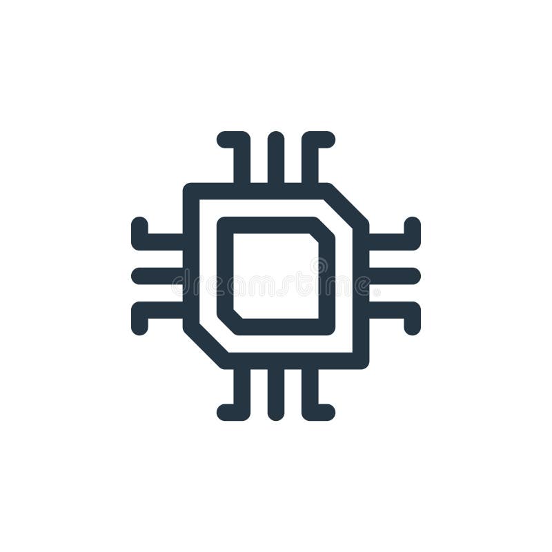 Microchip Vector Icon Isolated on White Background. Outline, Thin Line ...