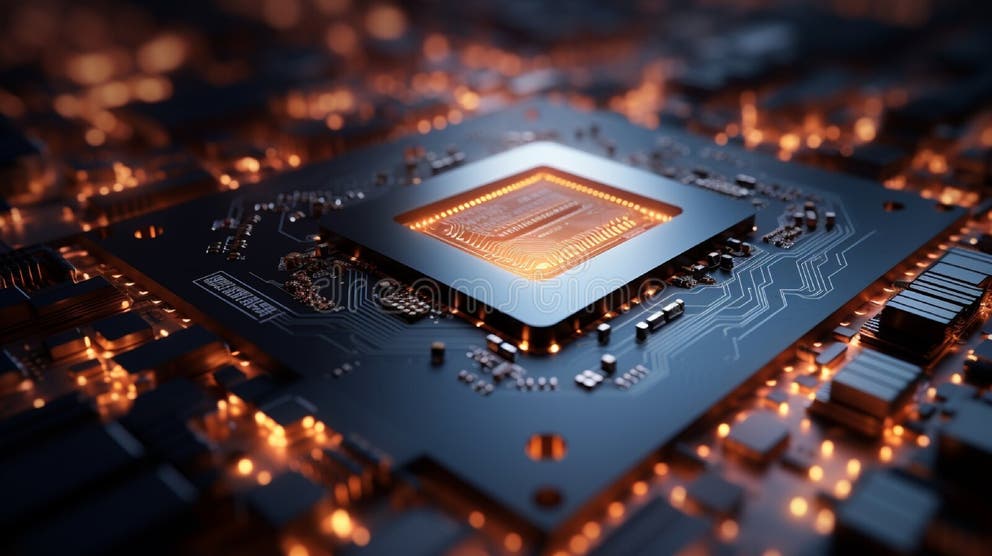 The Microchip View Form the Mother Board Stock Illustration ...