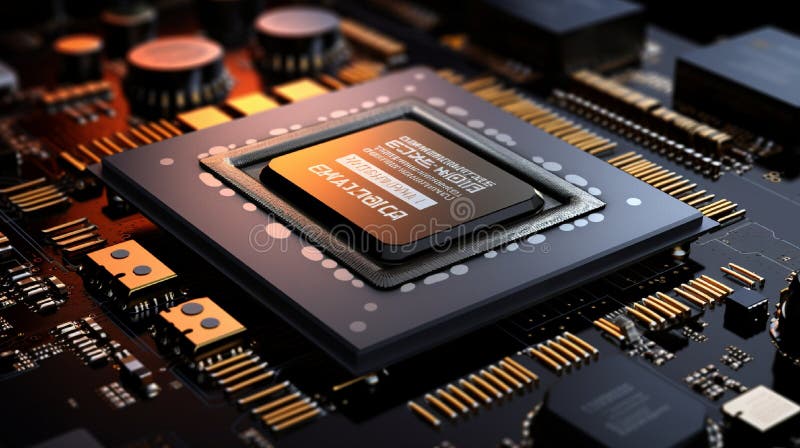 The Microchip View Form the Mother Board Stock Illustration ...