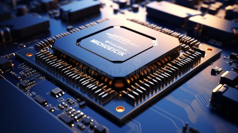 The Microchip View Form the Mother Board Stock Illustration ...