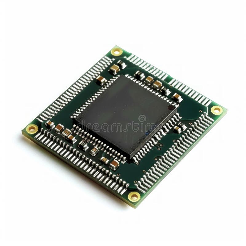 Microchip on White Background. Generative Ai Stock Illustration ...
