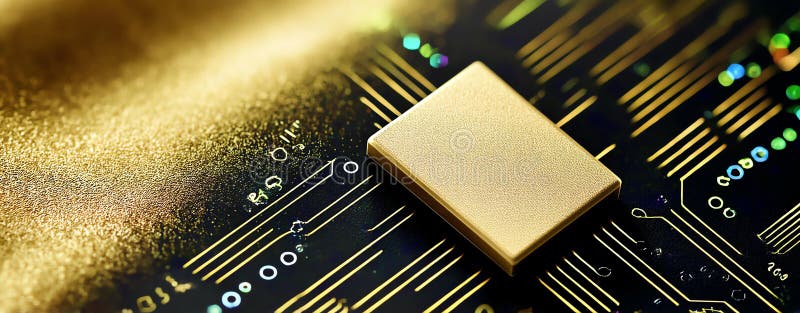 Microchips Bionics Machine Learning, Gold Microchip on Circuit Board ...