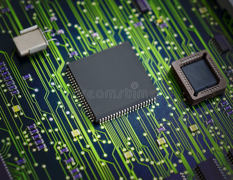 Microchips on a Circuit Board Stock Image - Image of microprocessor ...