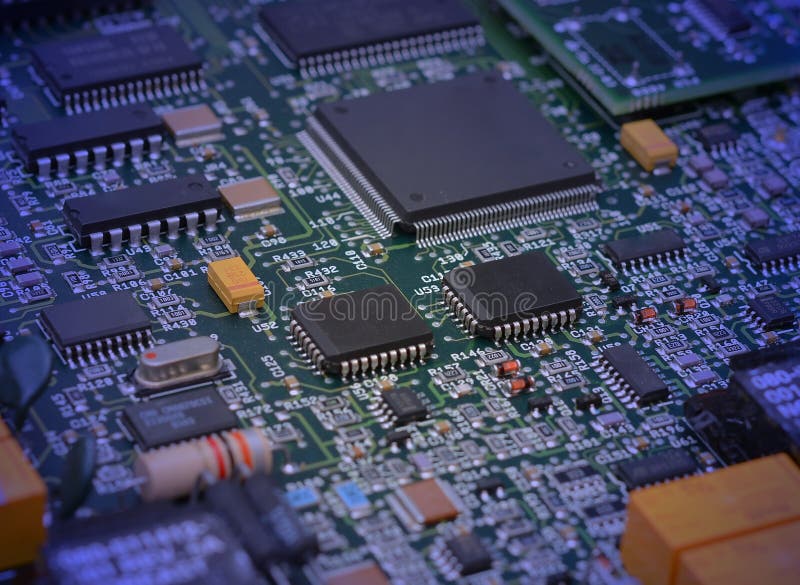 Microchips on a Circuit Board Stock Image - Image of microprocessor ...