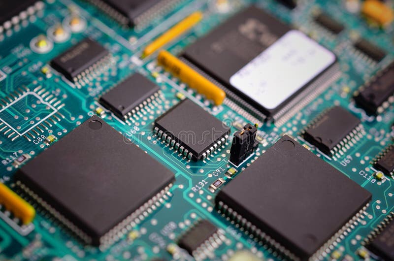 Microchips on a Circuit Board Stock Photo - Image of diode, digital ...