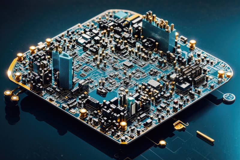 Microchips on a Complex Circuit Board Stock Illustration - Illustration ...