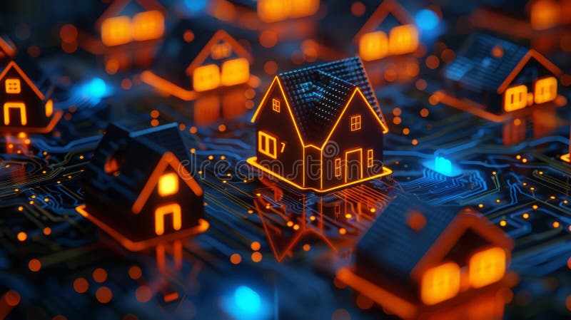 Microchips Form Neighborhood on Top of Computer Circuit Boards Stock ...