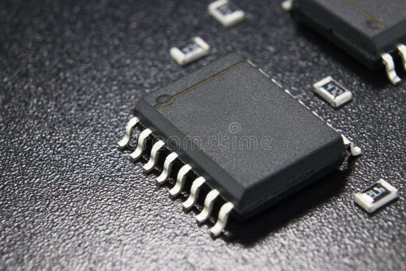 Microcircuit in the Case for Surface Mounting. Stock Image - Image of ...