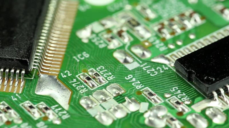 Microcircuit Chip with Electronic Components Stock Video - Video of ...
