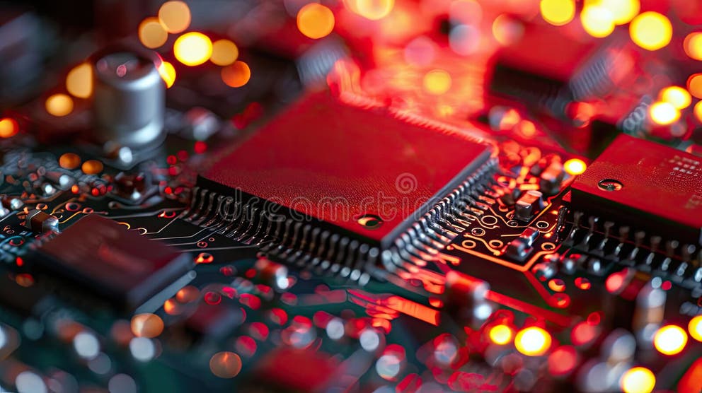 A microcircuit with chips stock illustration. Illustration of code ...