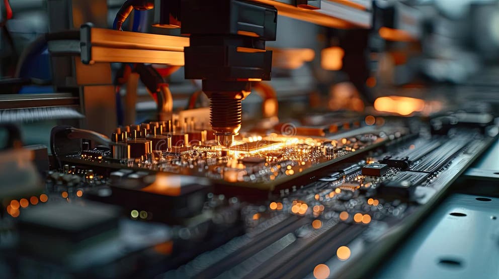 A microcircuit with chips stock illustration. Illustration of code ...