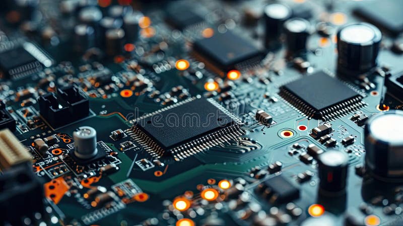 A microcircuit with chips stock photo. Image of quantum - 302240068