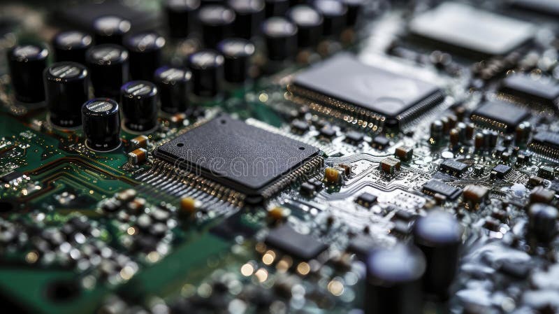 A microcircuit with chips stock image. Image of central - 302242441