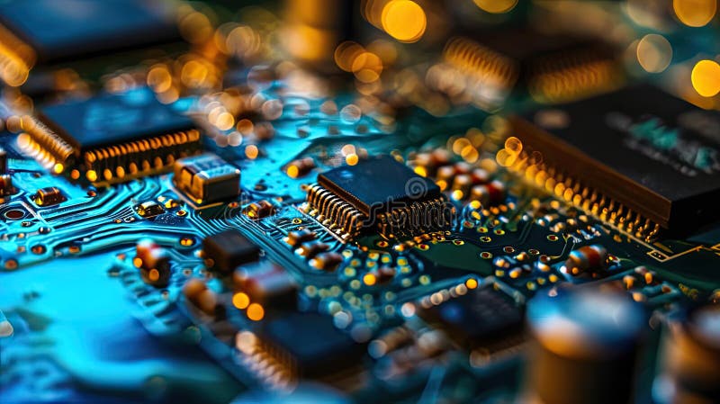 A microcircuit with chips stock photo. Image of circuit - 301870472