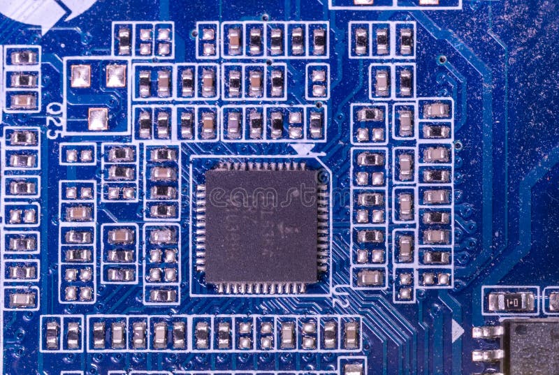Microcircuit on a Motherboard Inside a Personal Computer Stock Image ...