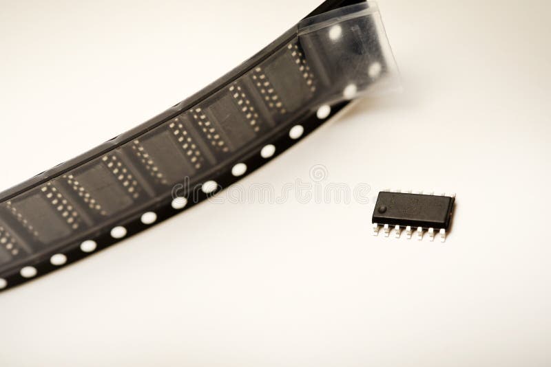 The Microcircuit is in the Packing Tape Stock Image - Image of chipset ...