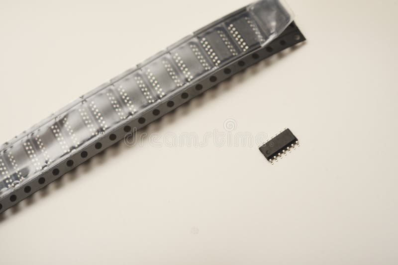 The Microcircuit is in the Packing Tape Stock Image - Image of chip ...