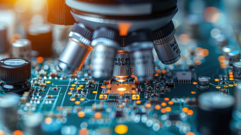 Microcircuit Repair Concept Under a Microscope Stock Illustration ...