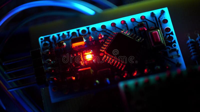 Microcircuit, Resistors and Chips and Laser Scanning. Small Electronic ...