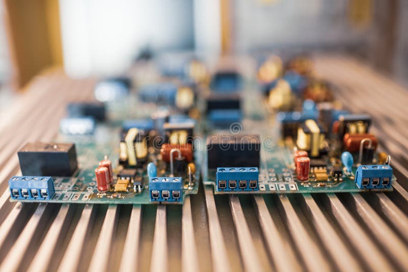 Microcircuits and Components Lie on Metal Plates Stock Image - Image of ...