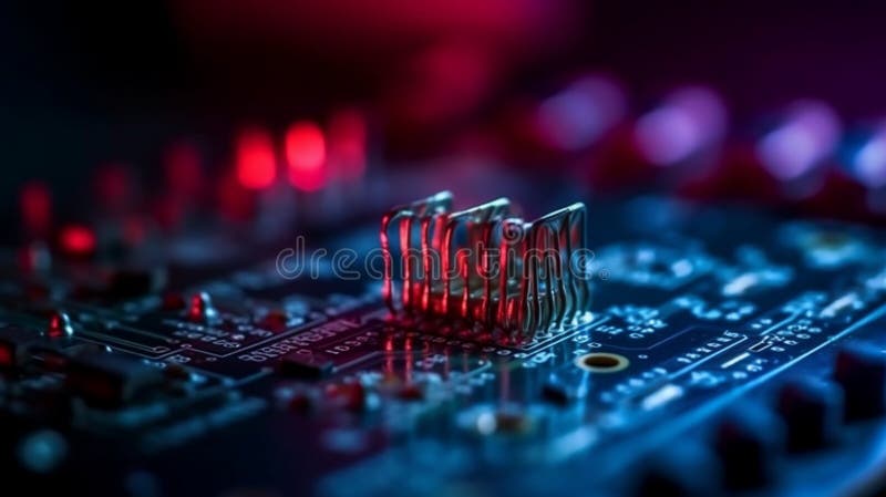 Microcircuits of the Computer Chip Close Up. AI Generative Stock ...