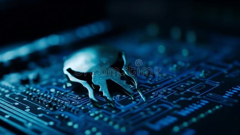 Microcircuits of the Computer Chip Close Up. AI Generative Stock ...