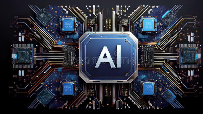 Microcircuits with Wiring on an Electronic Board. AI, Artificial ...