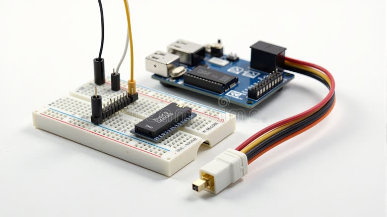 Microcontroller Board and Breadboard Components Stock Illustration ...