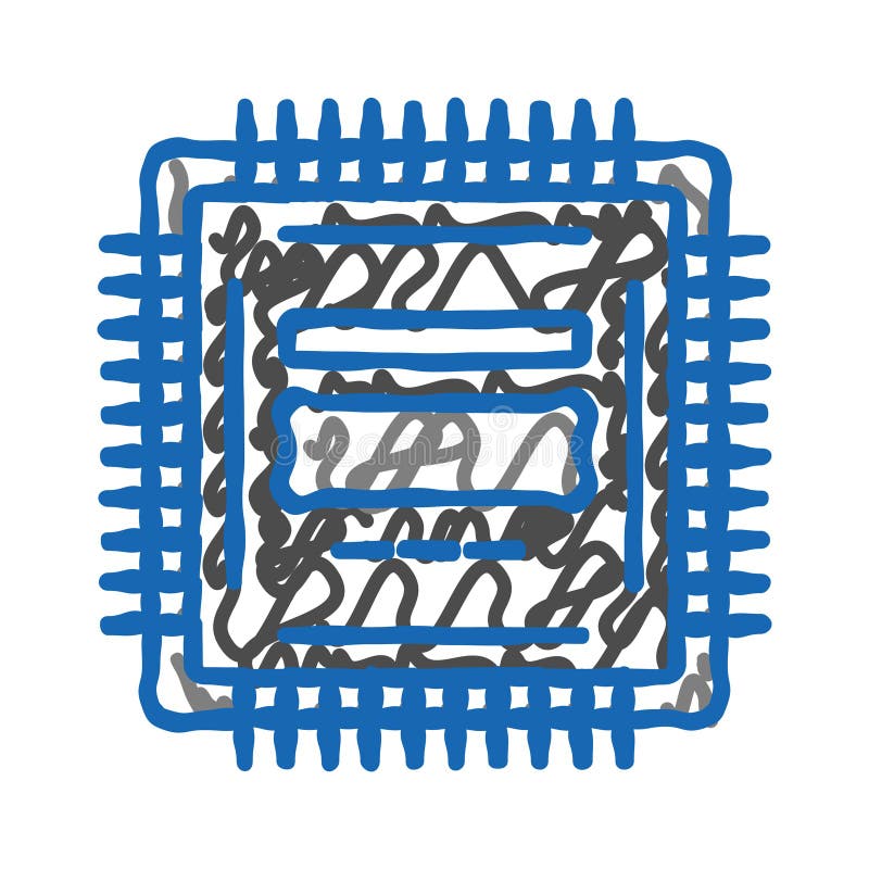 Microcontroller Electronic Component Icon Doodle Illustration Stock ...