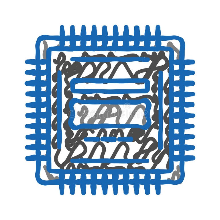 Microcontroller Electronic Component Icon Doodle Illustration Stock ...