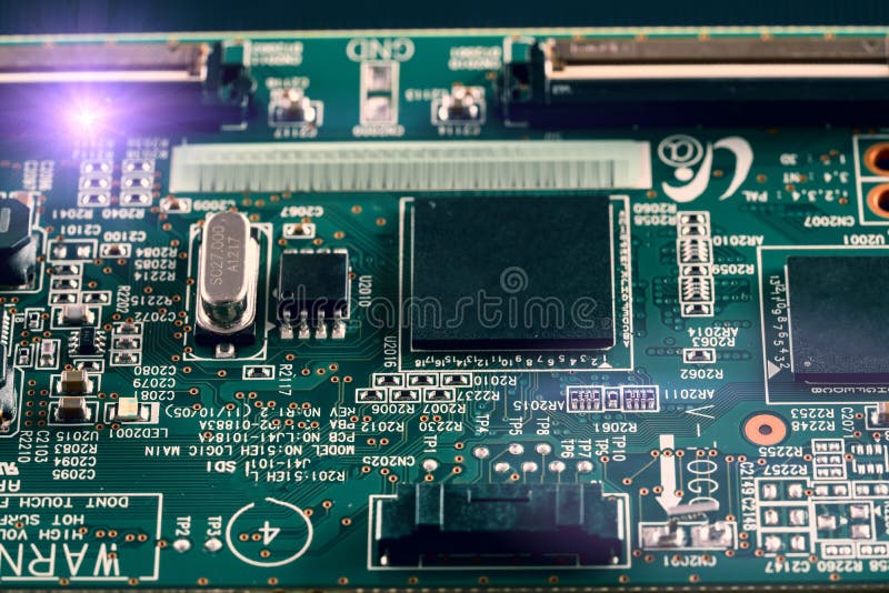 Microcontroller Pcb. Close Up Printed Circuit Board of an Electronic ...