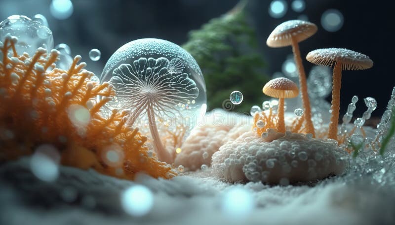 Microcosm of Crystalline Plants Stock Illustration - Illustration of ...