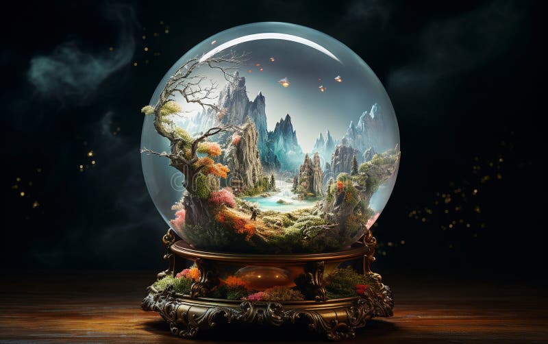 Microcosmic Realms: Journey Inside Imaginary Spheres Stock Illustration ...