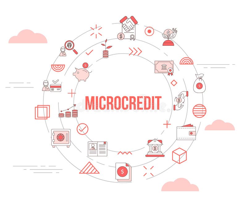 Microcredit Concept with Icon Set Template Banner and Circle Round ...