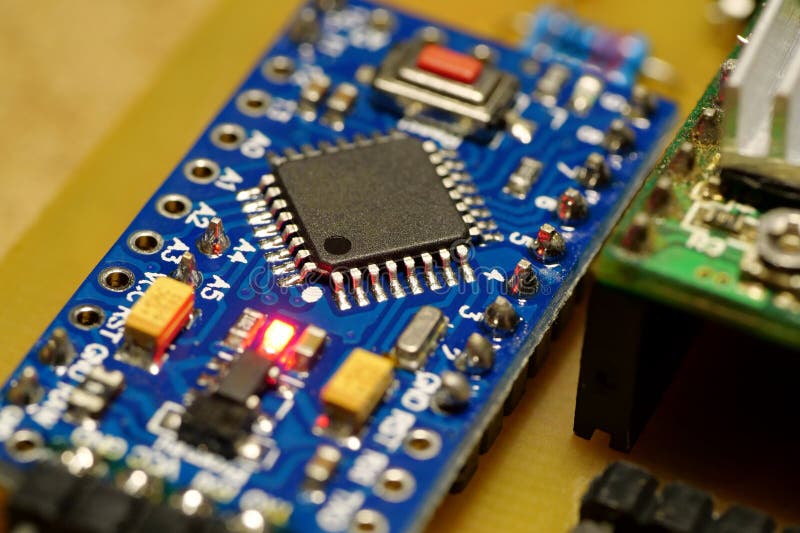 Microelectronic Devices, Microcircuits, Resistors and Chips Stock Image ...