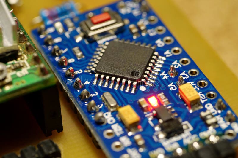 Microelectronic Devices, Microcircuits, Resistors and Chips Stock Image ...