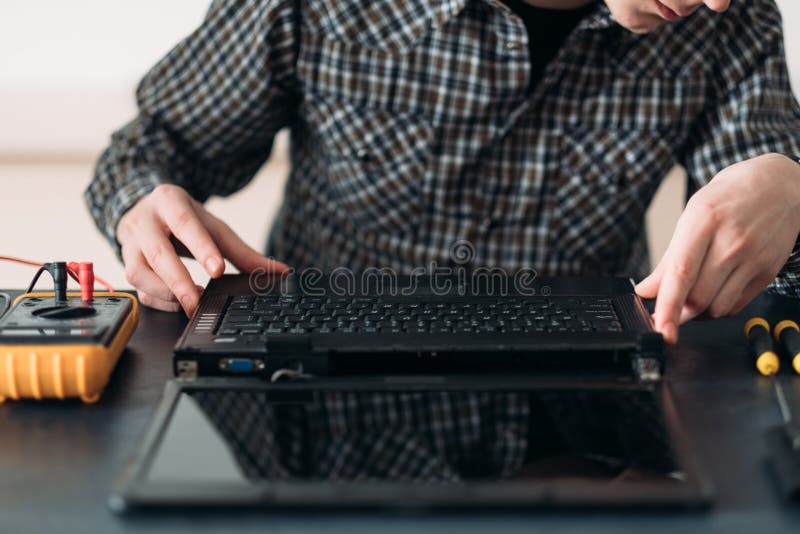 Microelectronics Computer Repair Shop Laptop Stock Photo - Image of ...