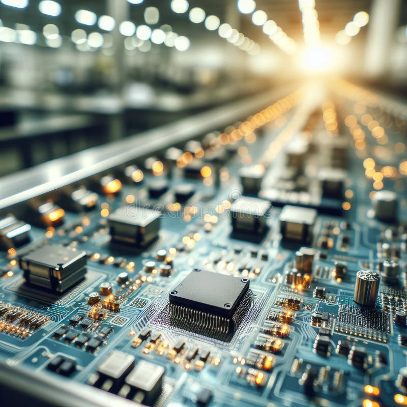 Microelectronics, Connections,parts,microchips on a Table at a Factory ...