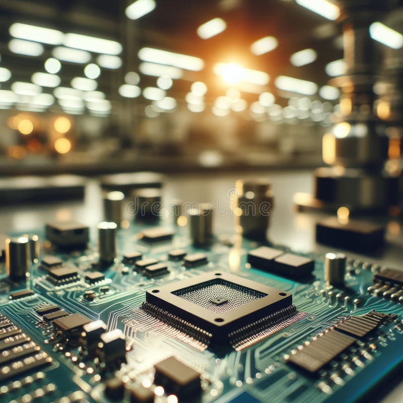 Microelectronics, Connections,parts,microchips on a Table at a Factory ...
