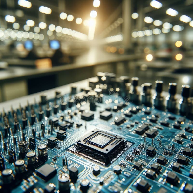 Microelectronics, Connections,parts,microchips on a Table at a Factory ...