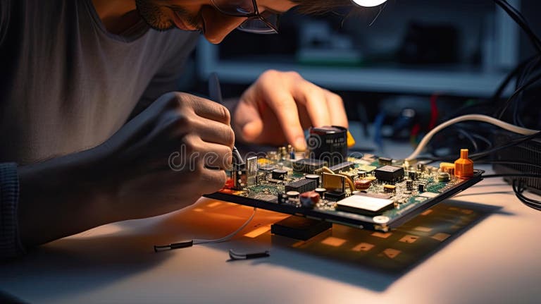 Microelectronics Engineer Designing New Chips Stock Illustration - Illustration of processor ...